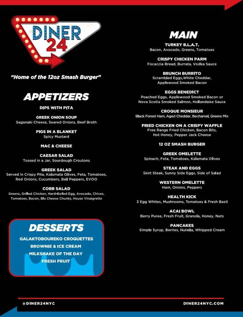 Menu - Diner 24 NYC